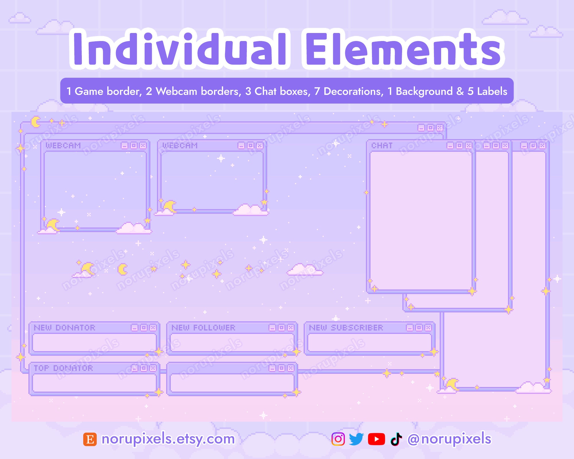 Pastel Aesthetic Twitch Stream Overlay Package Pastel Sky Animated ...