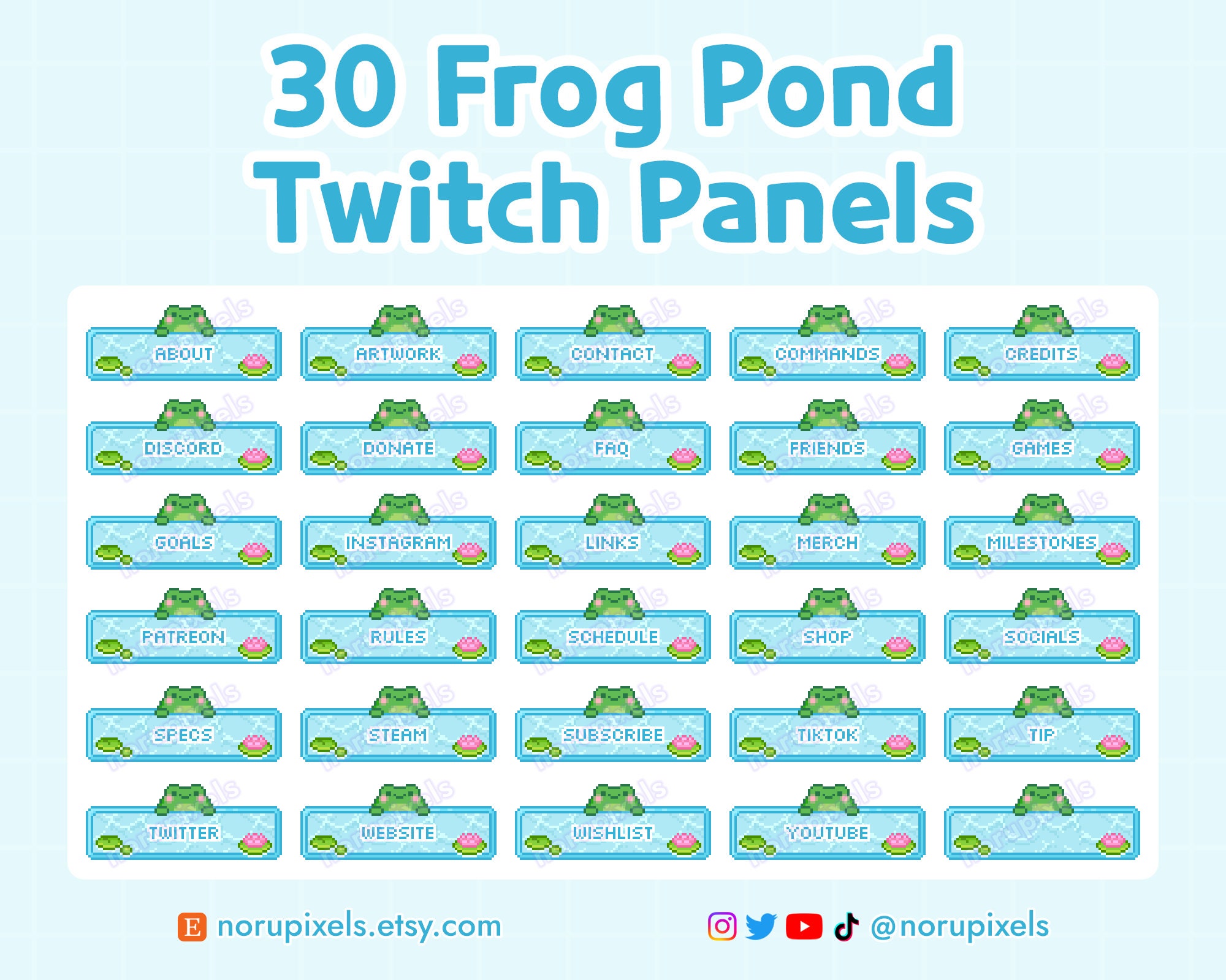 Frog Pond Twitch Panels Cute Frog Stream Panels Pixel Art for Twitch ...
