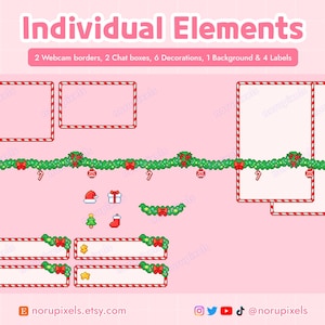 Christmas Stream Overlay Set for Twitch | Candy Cane Holiday Twitch ...
