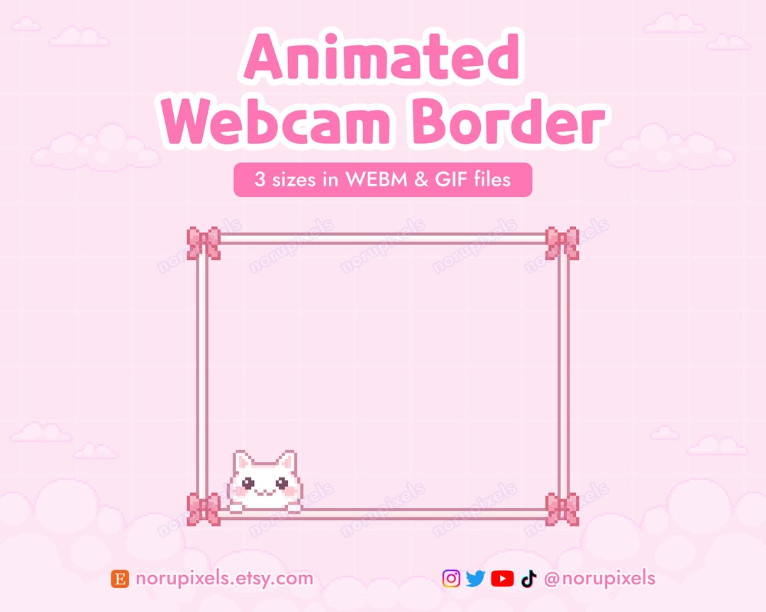 Cute White Cat Webcam Border for Twitch Stream | Kawaii Cat Twitch ...