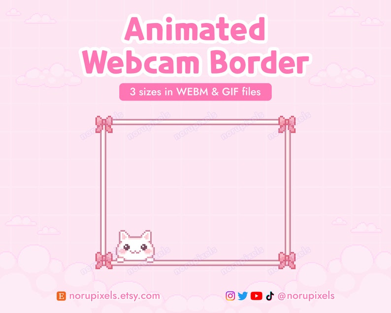 Cute White Cat Webcam Border for Twitch Stream | Kawaii Cat Twitch ...