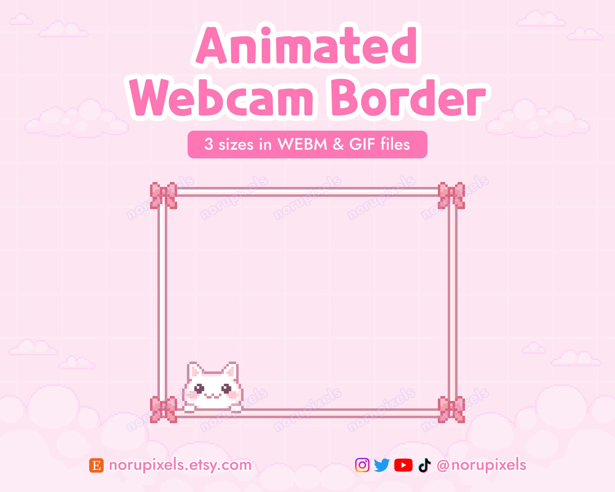 Cute White Cat Webcam Border for Twitch Stream Kawaii Cat Twitch ...