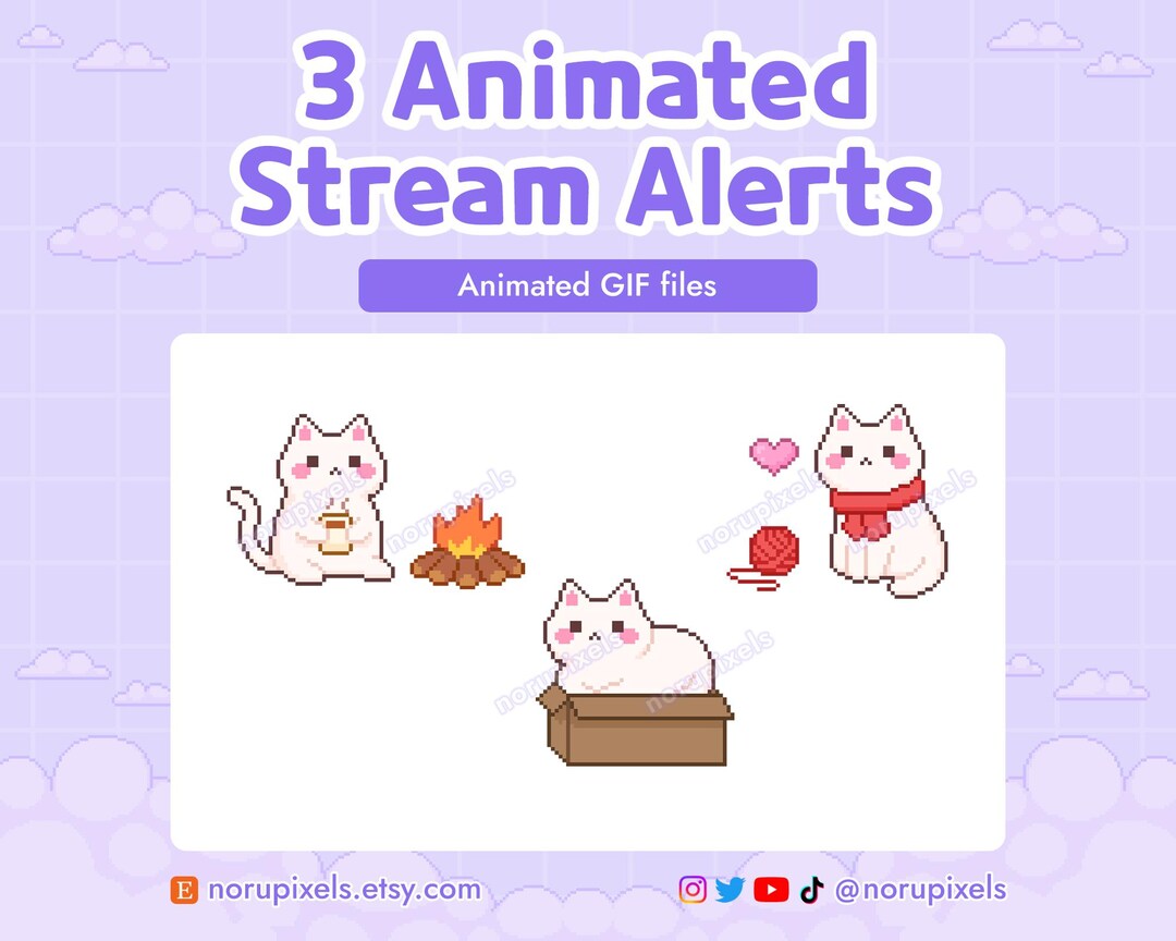 White Cat Box Twitch Stream Alerts | Cute Cozy Kitty Stream Pet ...