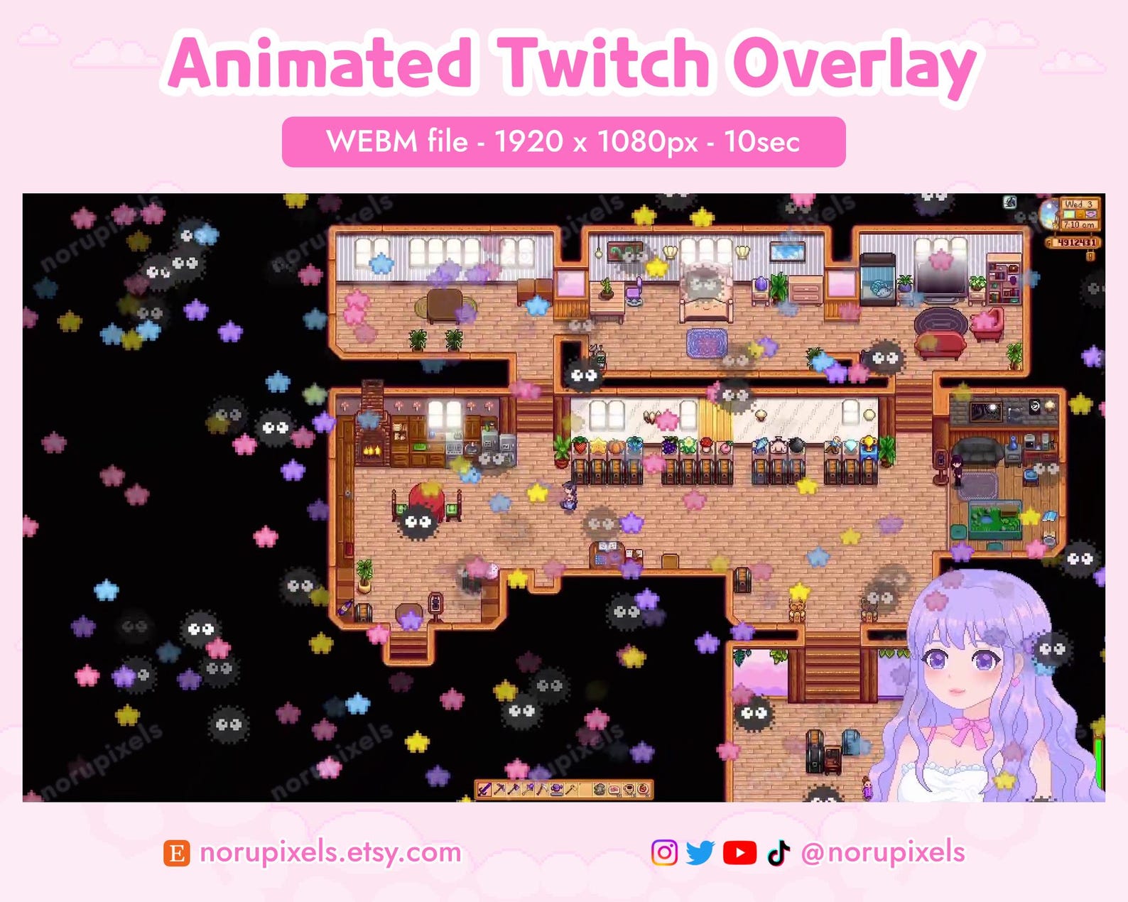 Soot Sprite Stars Full Screen Twitch Stream Overlay With Transparent ...