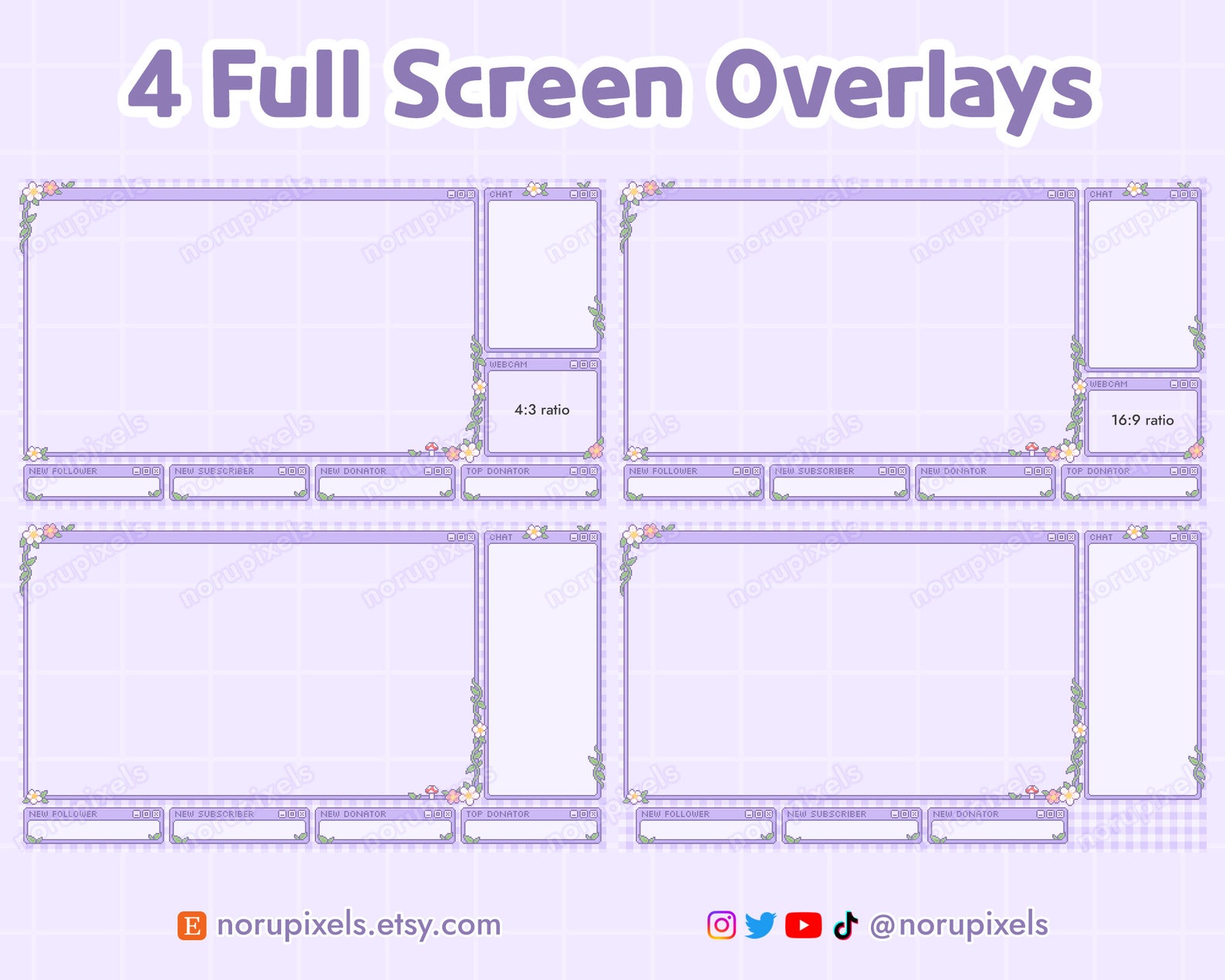 Lavender Cottagecore Stream Overlay Set for Twitch | Forest Aesthetic ...