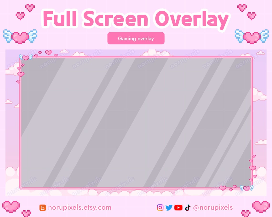 Kawaii Heart Stream Overlay Set for Twitch | Valentines Twitch Stream ...