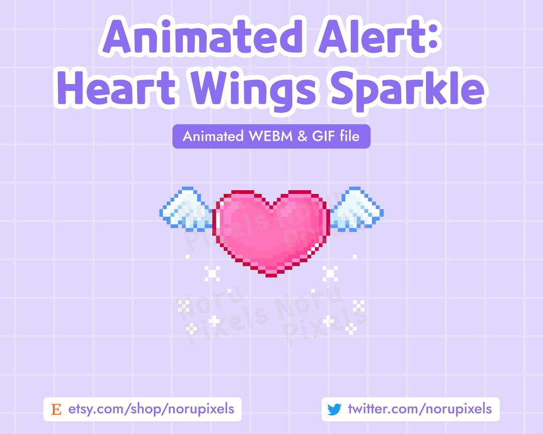 Animated Cute Pixel Heart Stream Alert | Animated Twitch Alert | Kawaii ...