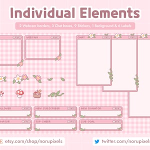 Pink Cottagecore Stream Overlay Set for Twitch Forest Aesthetic Floral ...