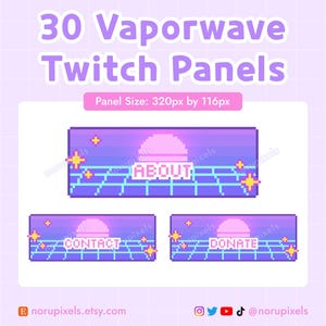 Pastel Vaporwave Twitch Panels | Y2K Vaporwave Stream Panels | Pixel ...