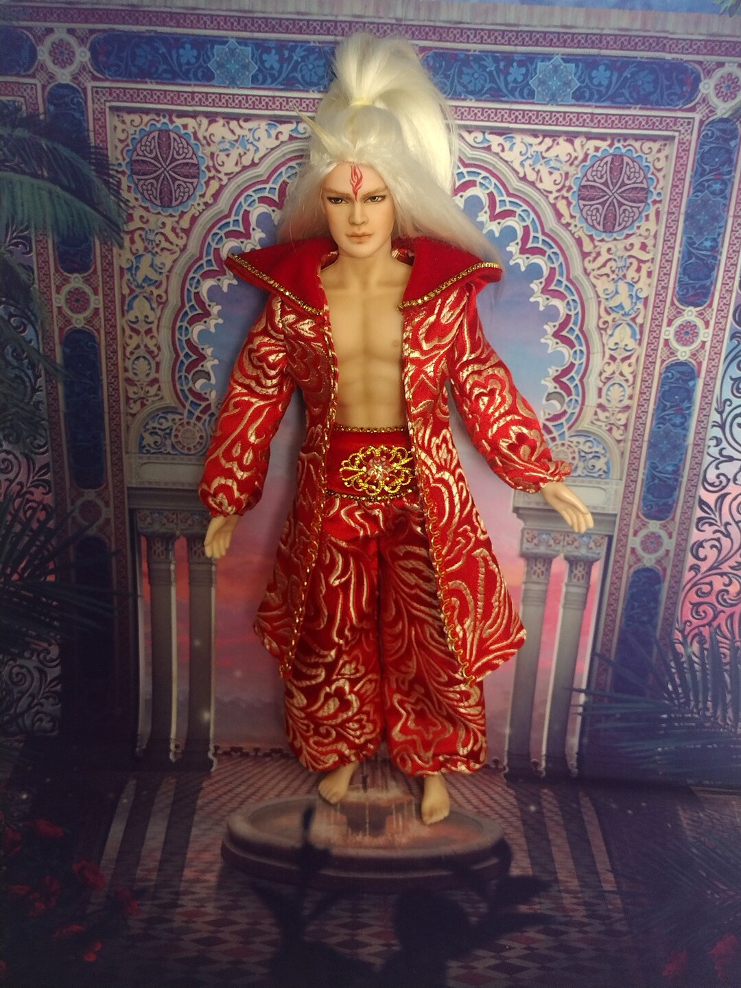 12 Male Fashion Doll Arabian Prince Outfit Red and Gold Brocade - Etsy