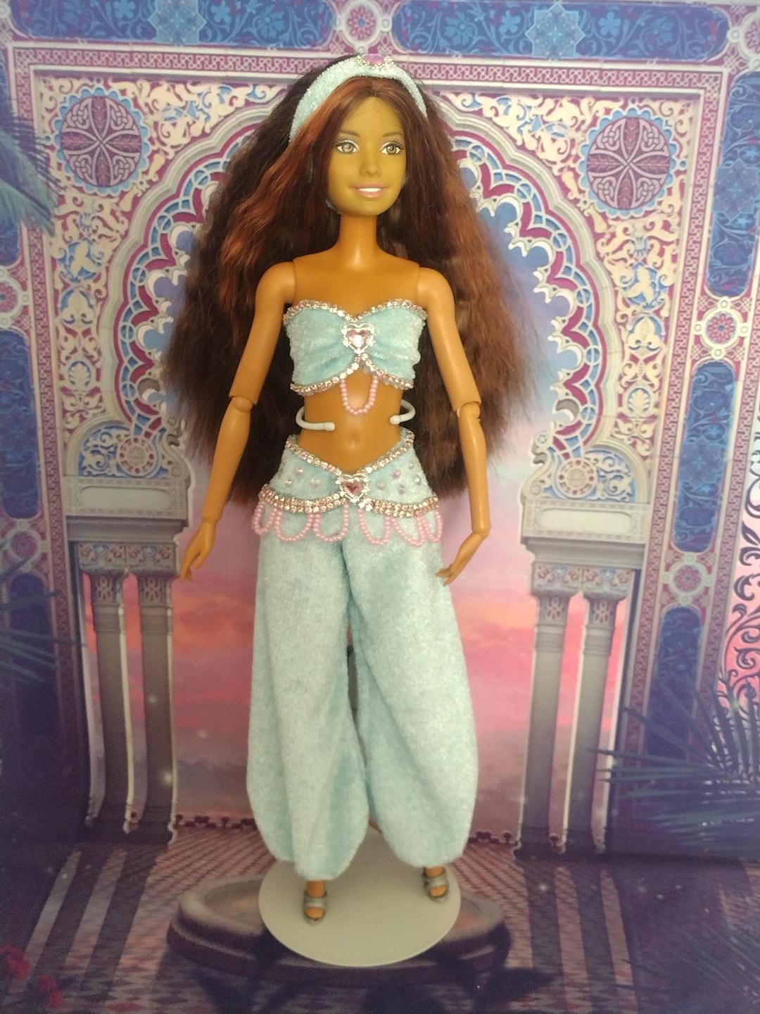 11.5" Fashion Doll Belly Dance Outfit Light Blue Velvet and Pink - Etsy