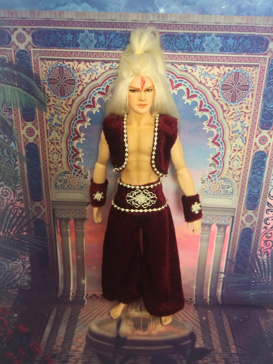 12 Male Fashion Doll Arabian Prince Outfit Burgundy Velvet - Etsy