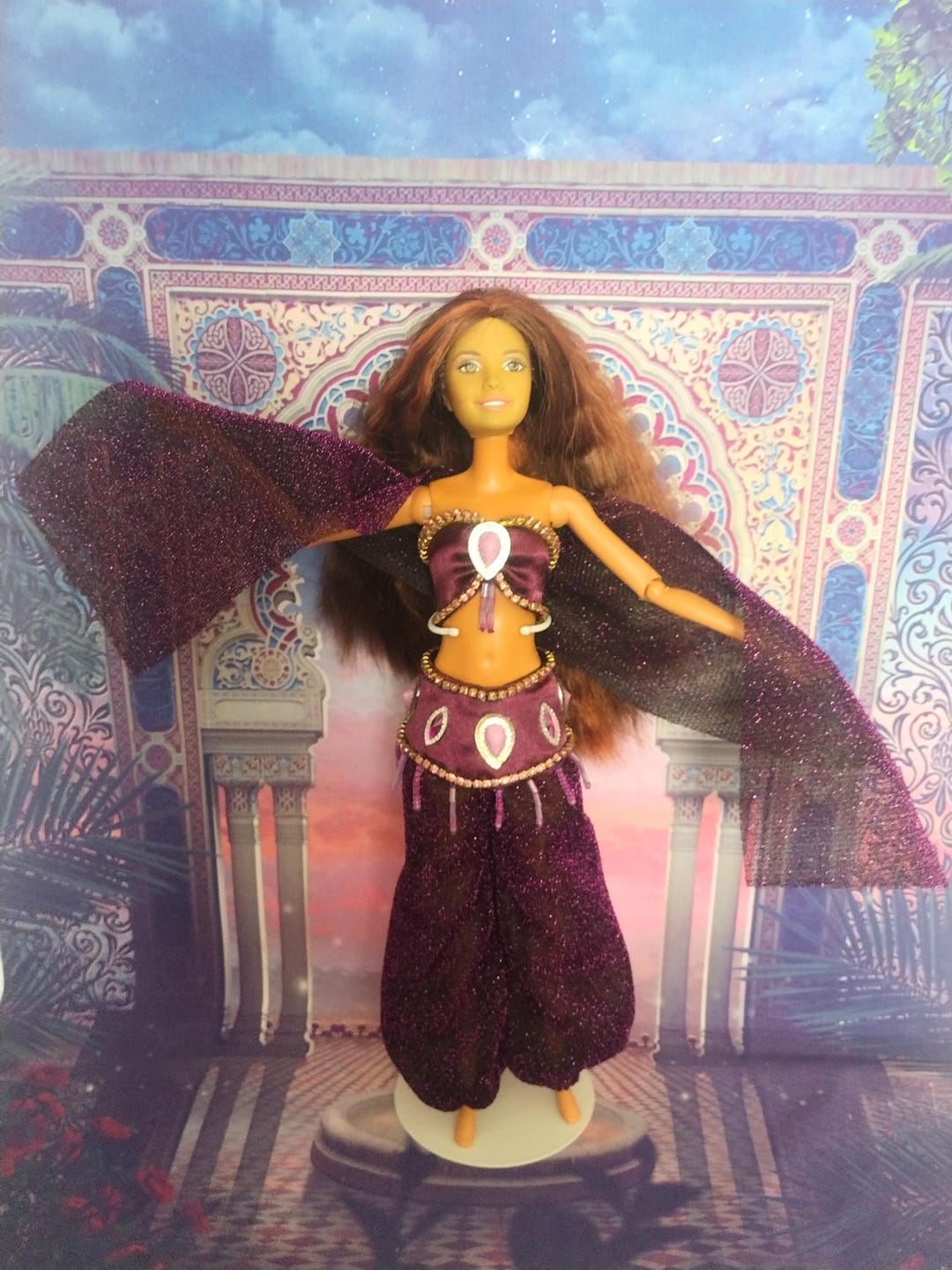 11.5 Fashion Doll Arabian Princess/belly Dance Outfit Purple Satin and ...