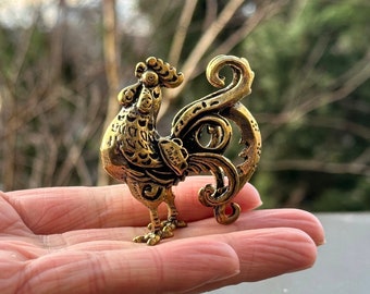 Vtg Brass Metal Standing Rooster Figurine, Modern Farmhouse Chicken ...