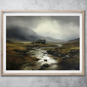 Vintage Scottish Landscape Print, Nature Painting, Moody Earth Tones ...