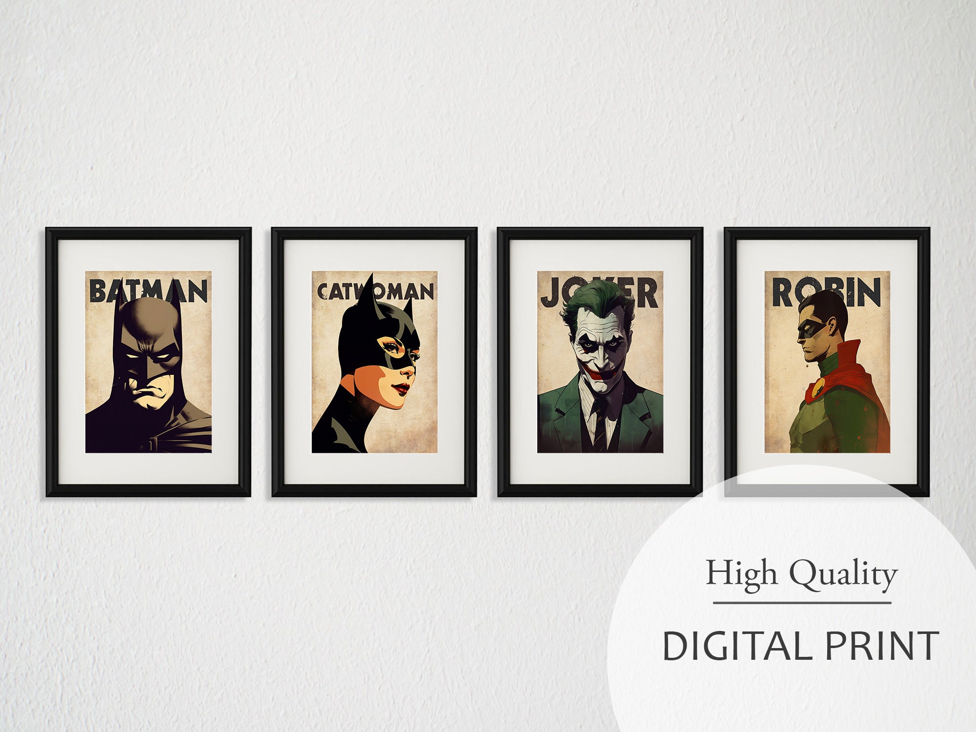 24 DC Superhero Illustrations Vintage Hero Posters Set, Superhero ...
