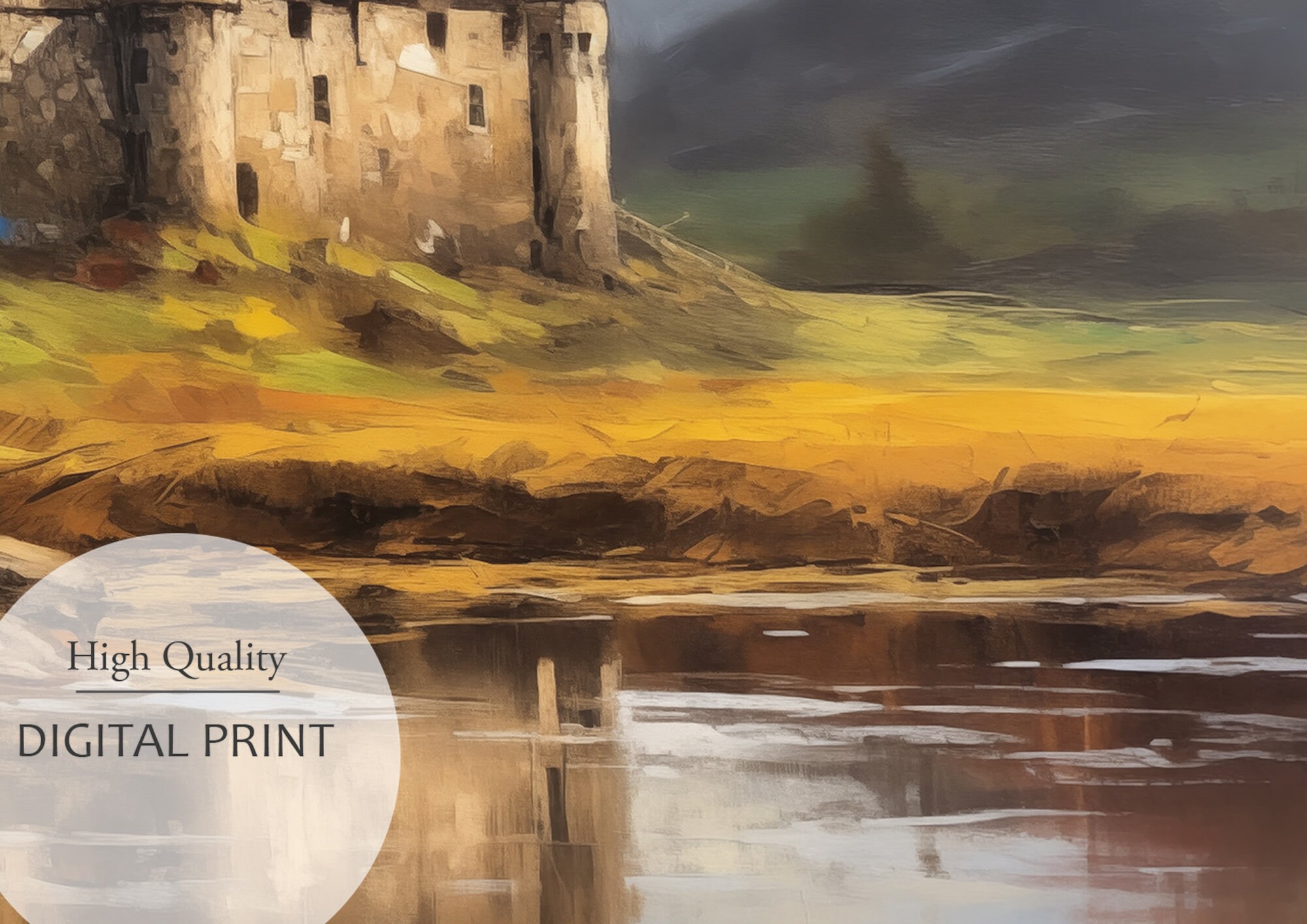 Vintage Scottish Castle & Landscape Print, Nature Painting, Scotland ...