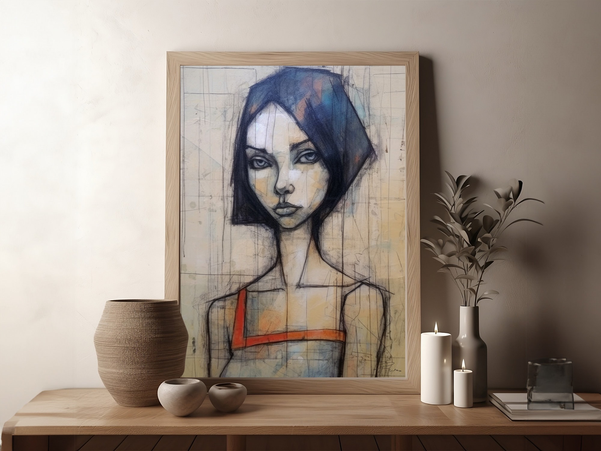 Abstract Portrait Painting, Modern Wall Decor, Modern Art, Original ...