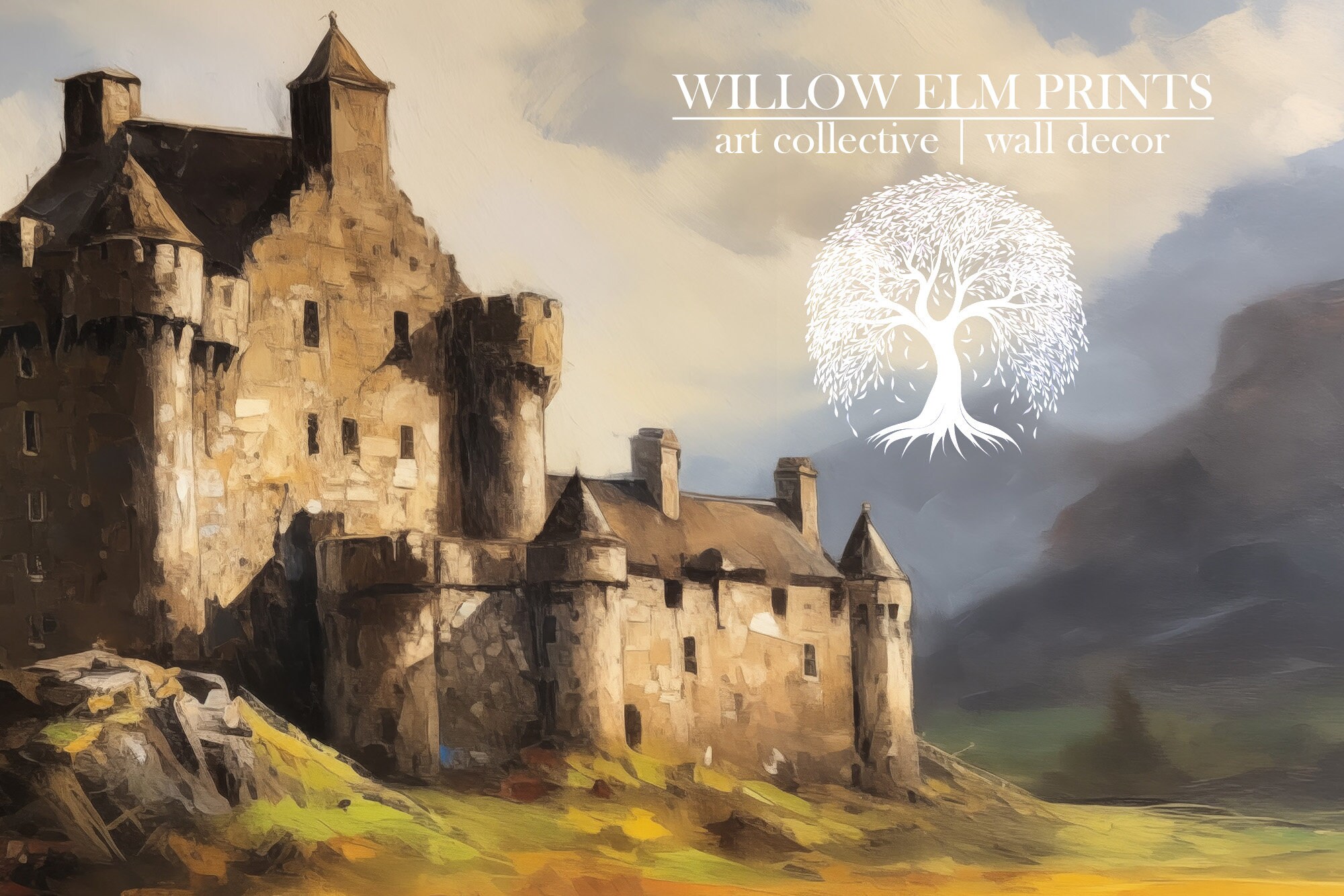 Vintage Scottish Castle & Landscape Print, Nature Painting, Scotland ...