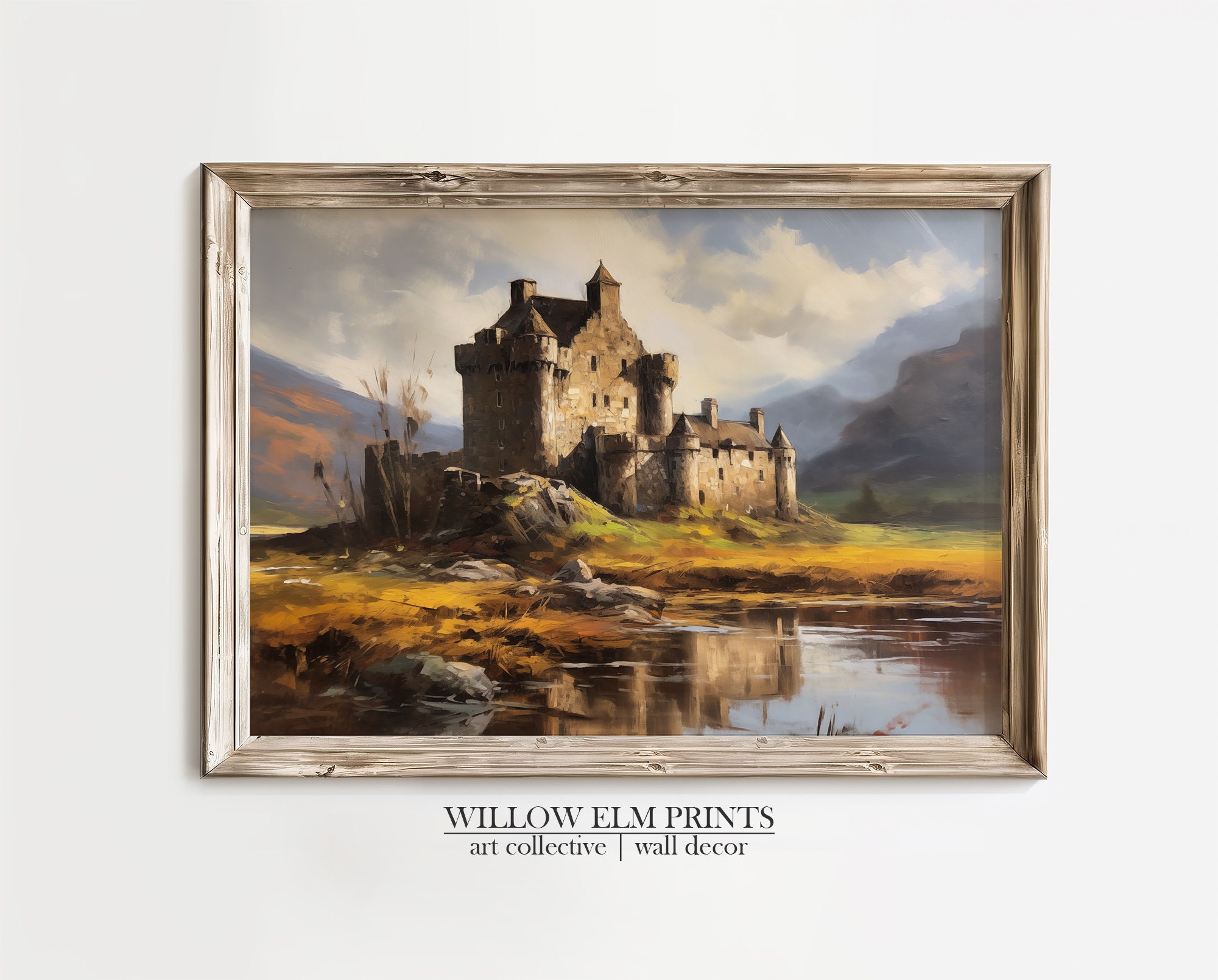 Vintage Scottish Castle & Landscape Print, Nature Painting, Scotland ...