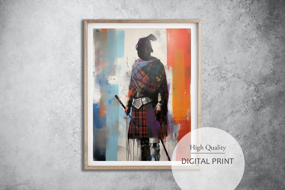 Abstract Scottish Highlander Portrait Digital Print, Mixed Media Art ...