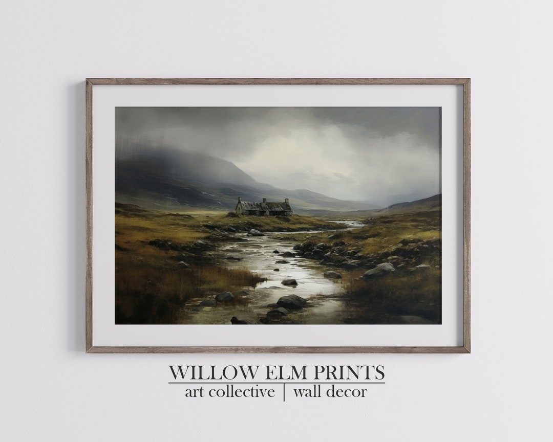 Vintage Scottish Landscape Print, Nature Painting, Moody Earth Tones ...