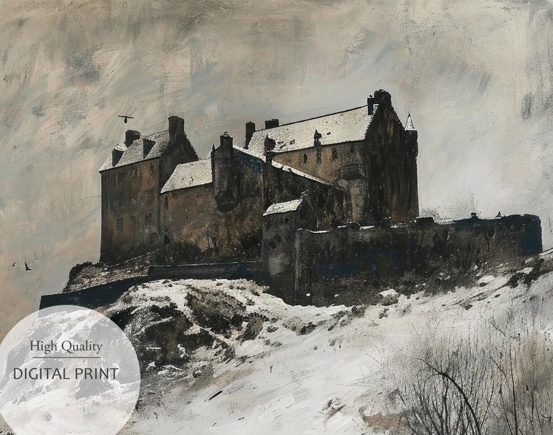 Vintage Scottish Landscape Print, Nature Painting, Scottish Castle in ...