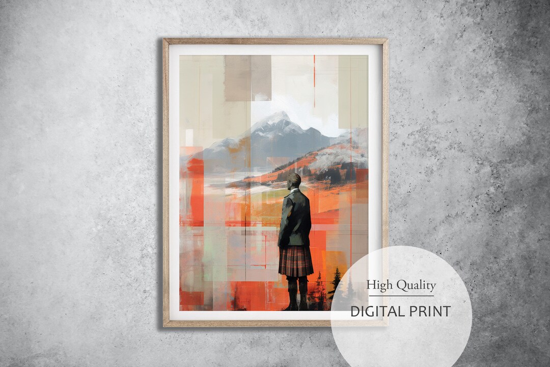 Abstract Scottish Highlander Digital Print, Mixed Media Art, Minimalism ...