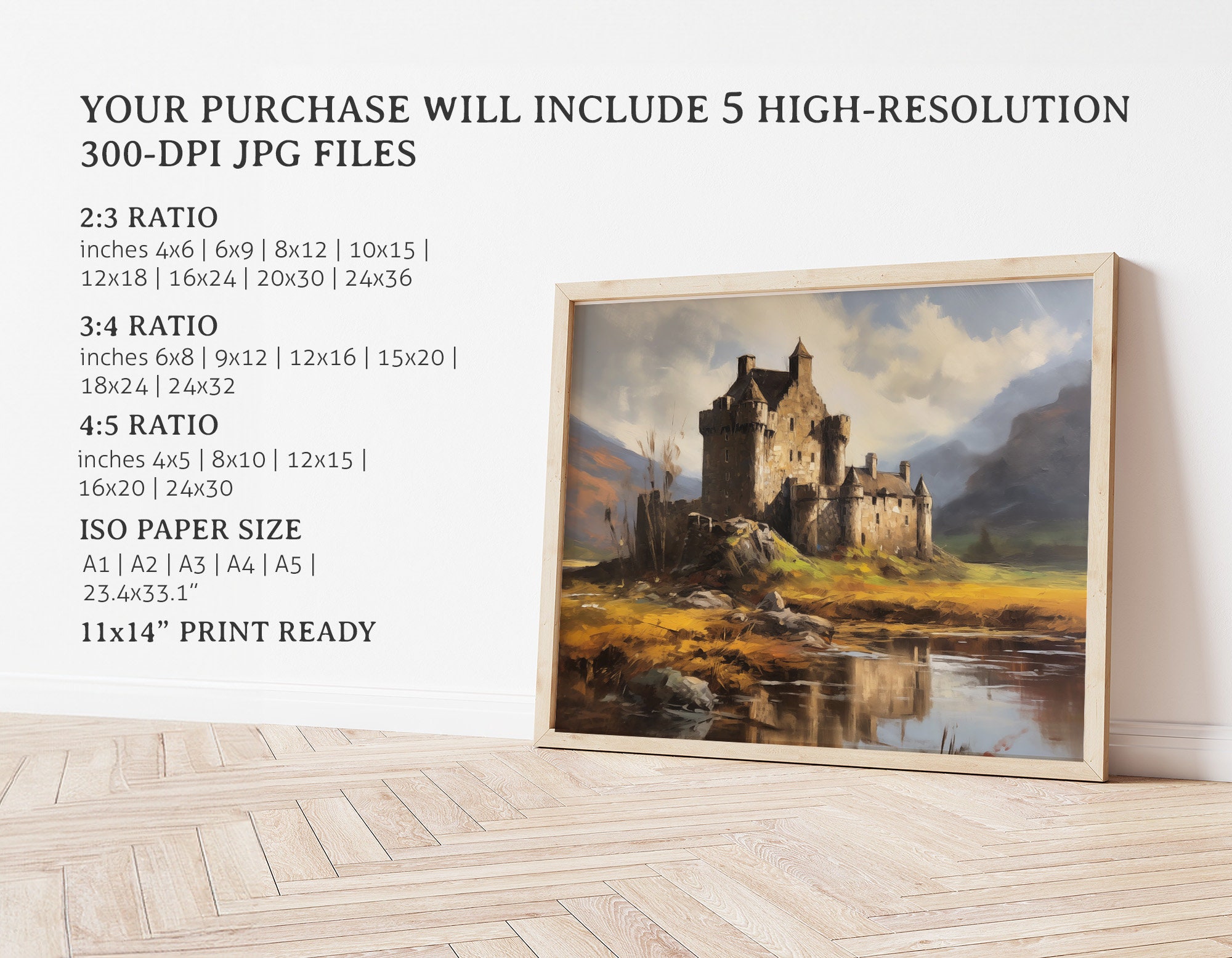 Vintage Scottish Castle & Landscape Print, Nature Painting, Scotland ...