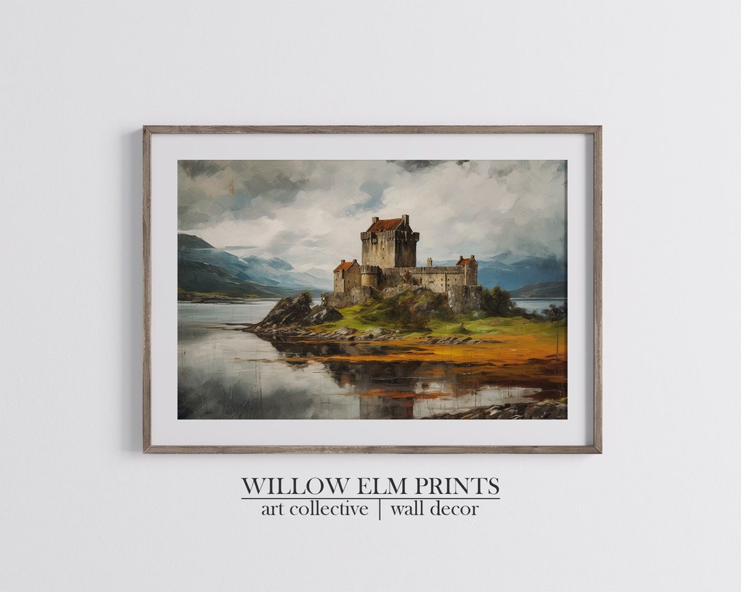 Vintage Scottish Castle & Landscape Print, Nature Painting, Scotland ...