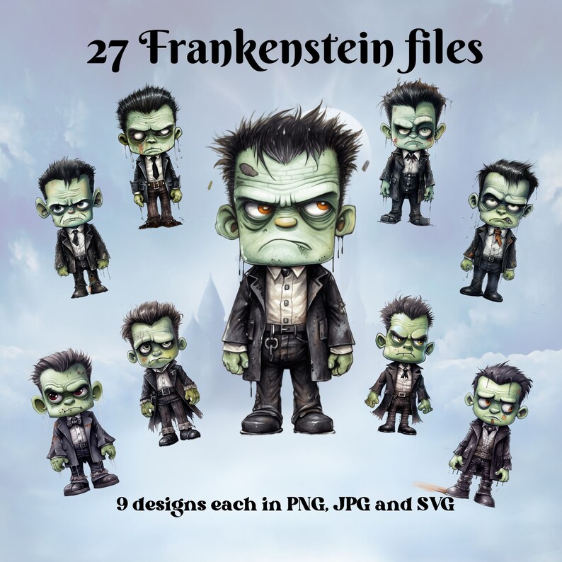 Halloween Frankenstein Clipart Bundle Instant Download - Etsy