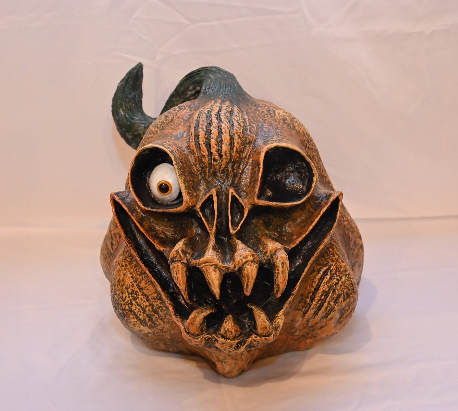Halloween Paper Mache Pumpkin, One-of-a-kind, Spooky Fall Decor, Unique ...