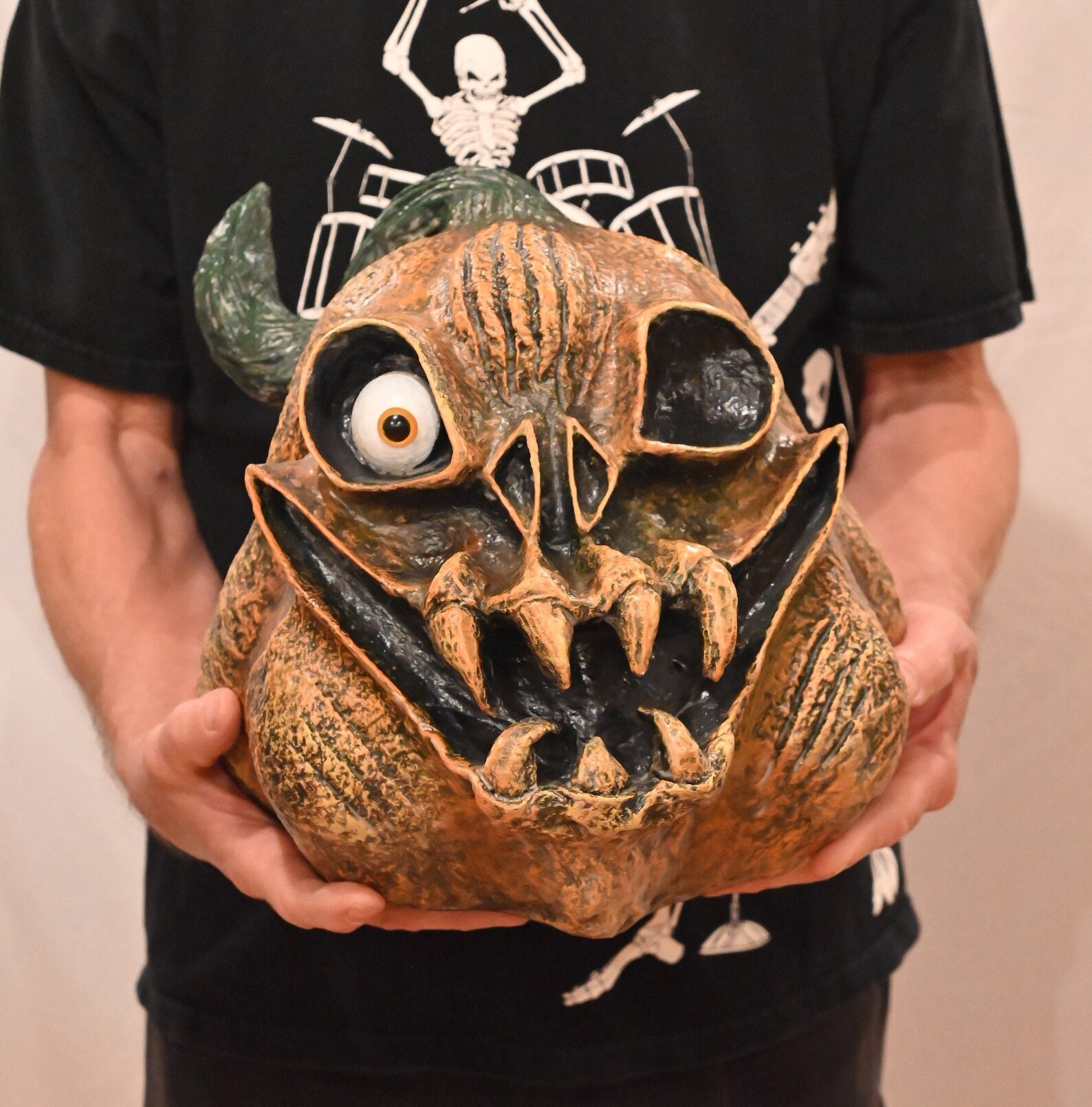 Halloween Paper Mache Pumpkin, One-of-a-kind, Spooky Fall Decor, Unique ...