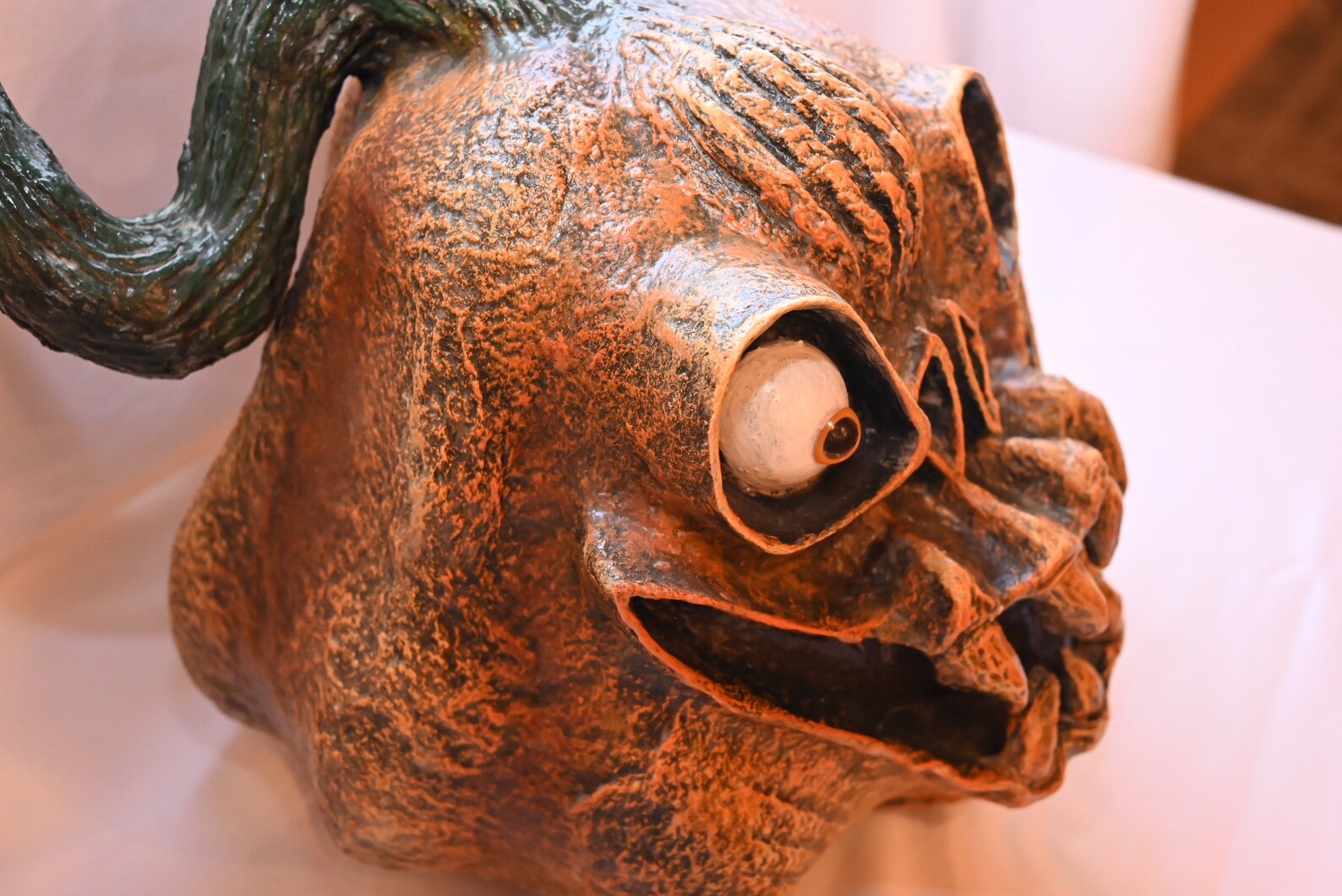 Halloween Paper Mache Pumpkin, One-of-a-kind, Spooky Fall Decor, Unique ...