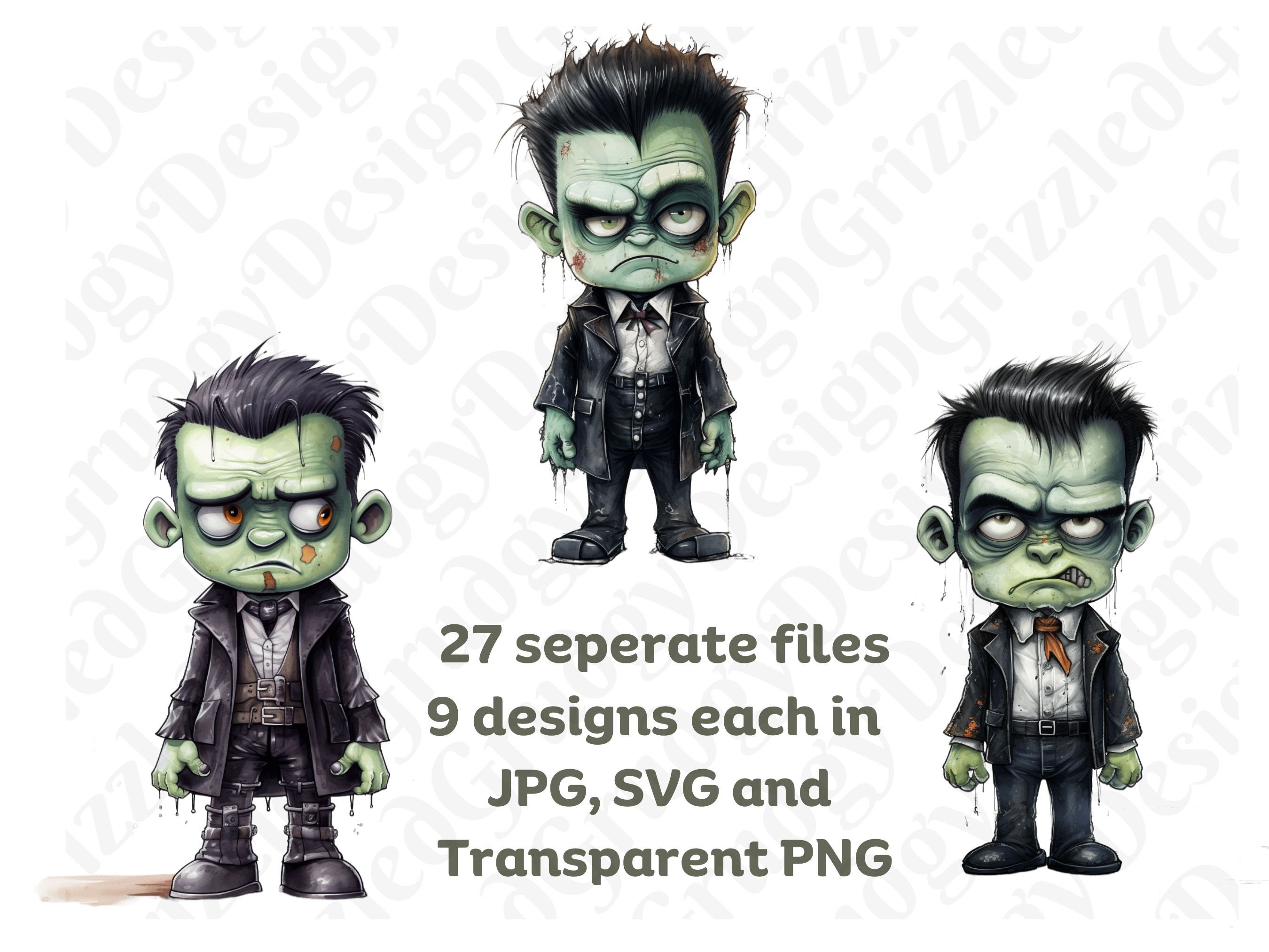 Halloween Frankenstein Clipart Bundle Instant Download - Etsy