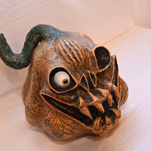 Halloween Paper Mache Pumpkin, One-of-a-kind, Spooky Fall Decor, Unique ...