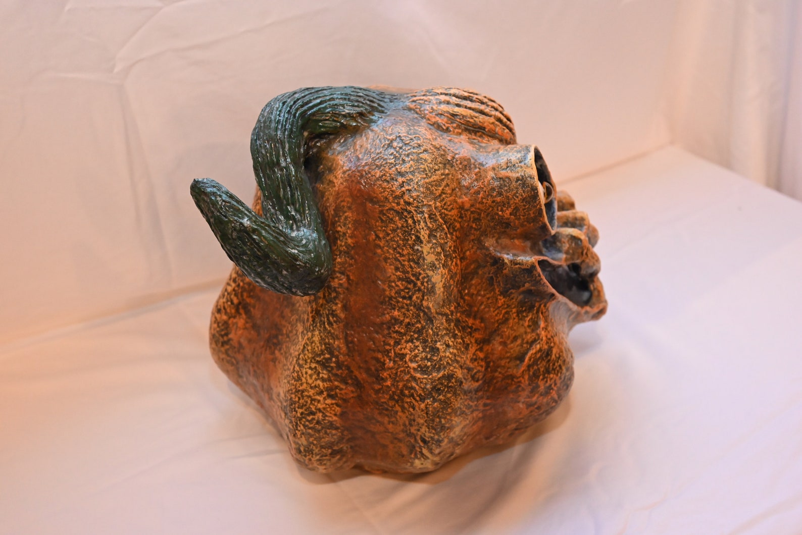 Halloween Paper Mache Pumpkin, One-of-a-kind, Spooky Fall Decor, Unique ...