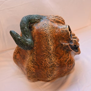Halloween Paper Mache Pumpkin, One-of-a-kind, Spooky Fall Decor, Unique ...