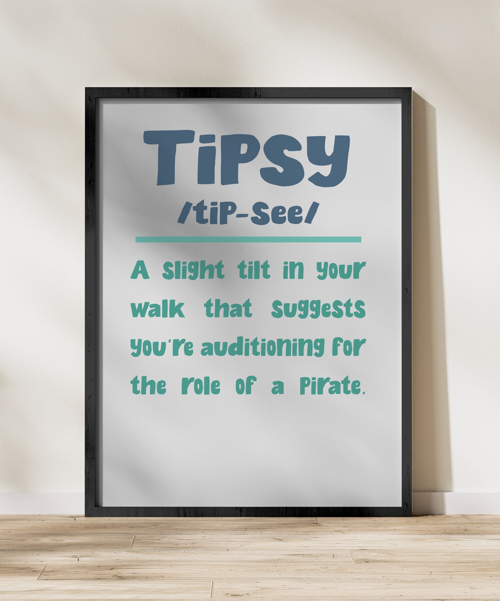Tipsy Definition Print Bar Art Decor Funny Pirate Poster Bar Cart Wall ...