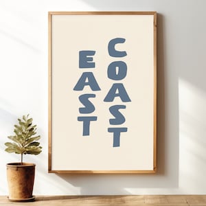 East Coast Print Coastal Cowgirl Decor Coastal Wall Art Blue Text ...