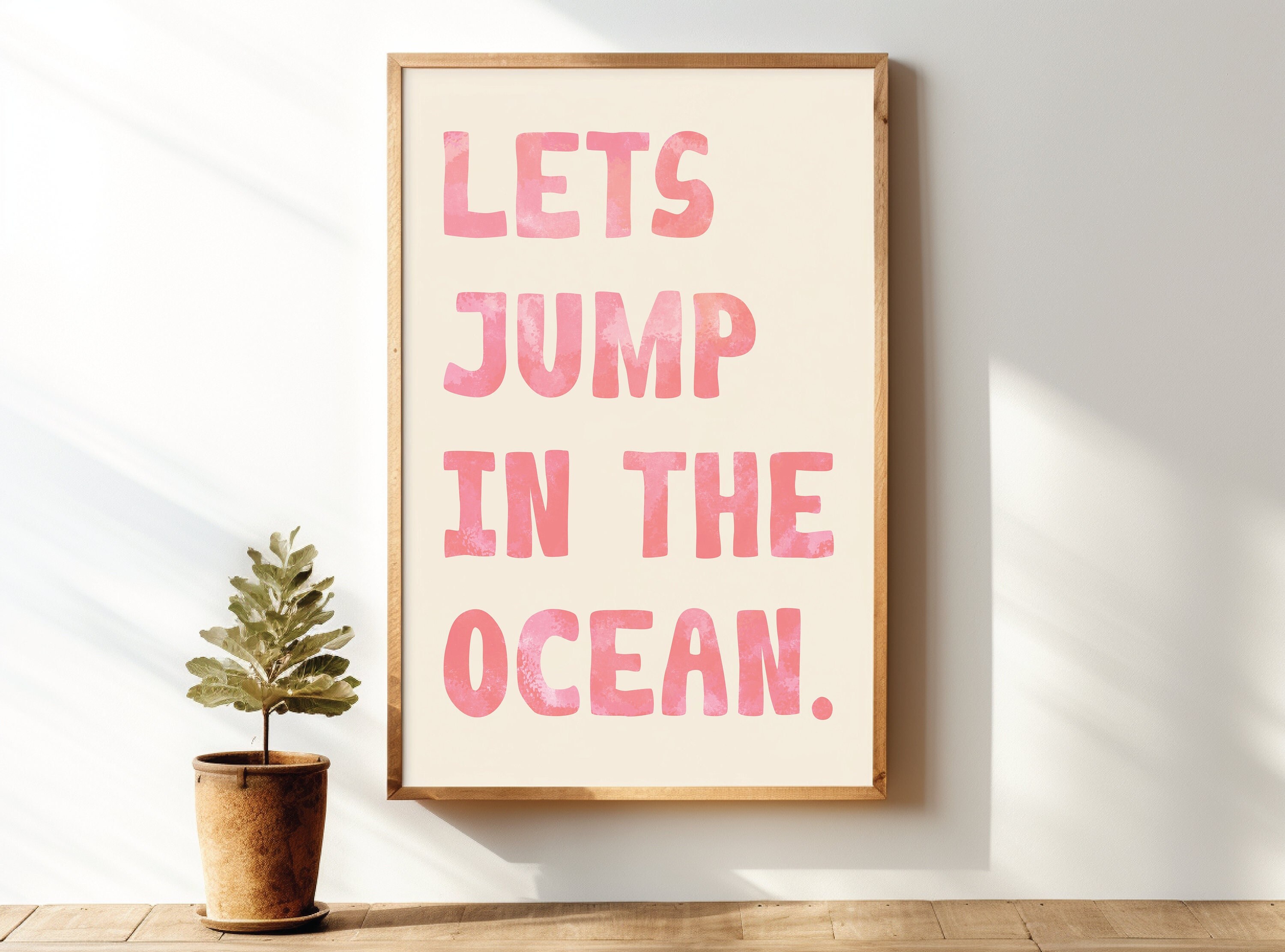 Coastal Cowgirl Wall Art Lets Jump in the Ocean Sage Pink Wall Art ...