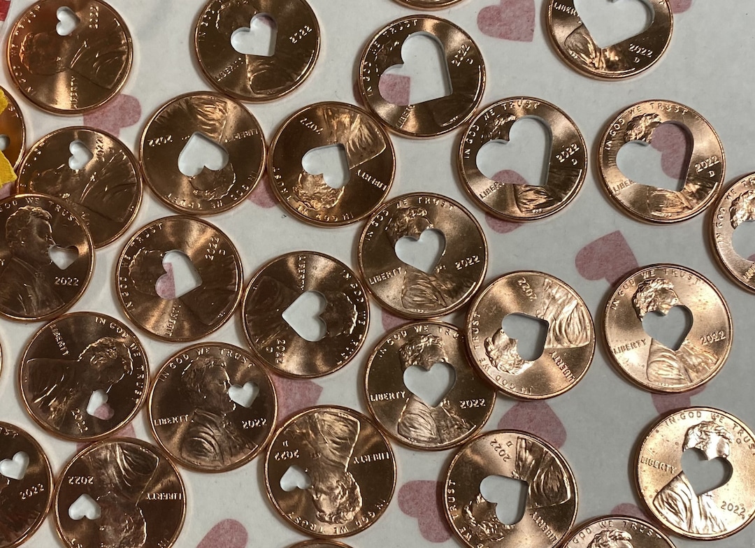CHARITY 2024 25 Penny HEART Cut Outs Penny Keepsake Wedding Bridal ...