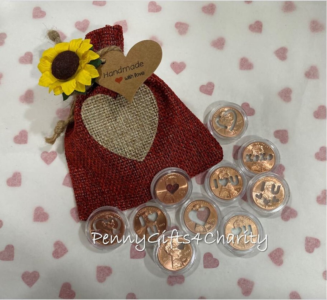 CHARITY 2024 Penny Cut Outs HEART Penny Keepsake Charm Unique Penny ...