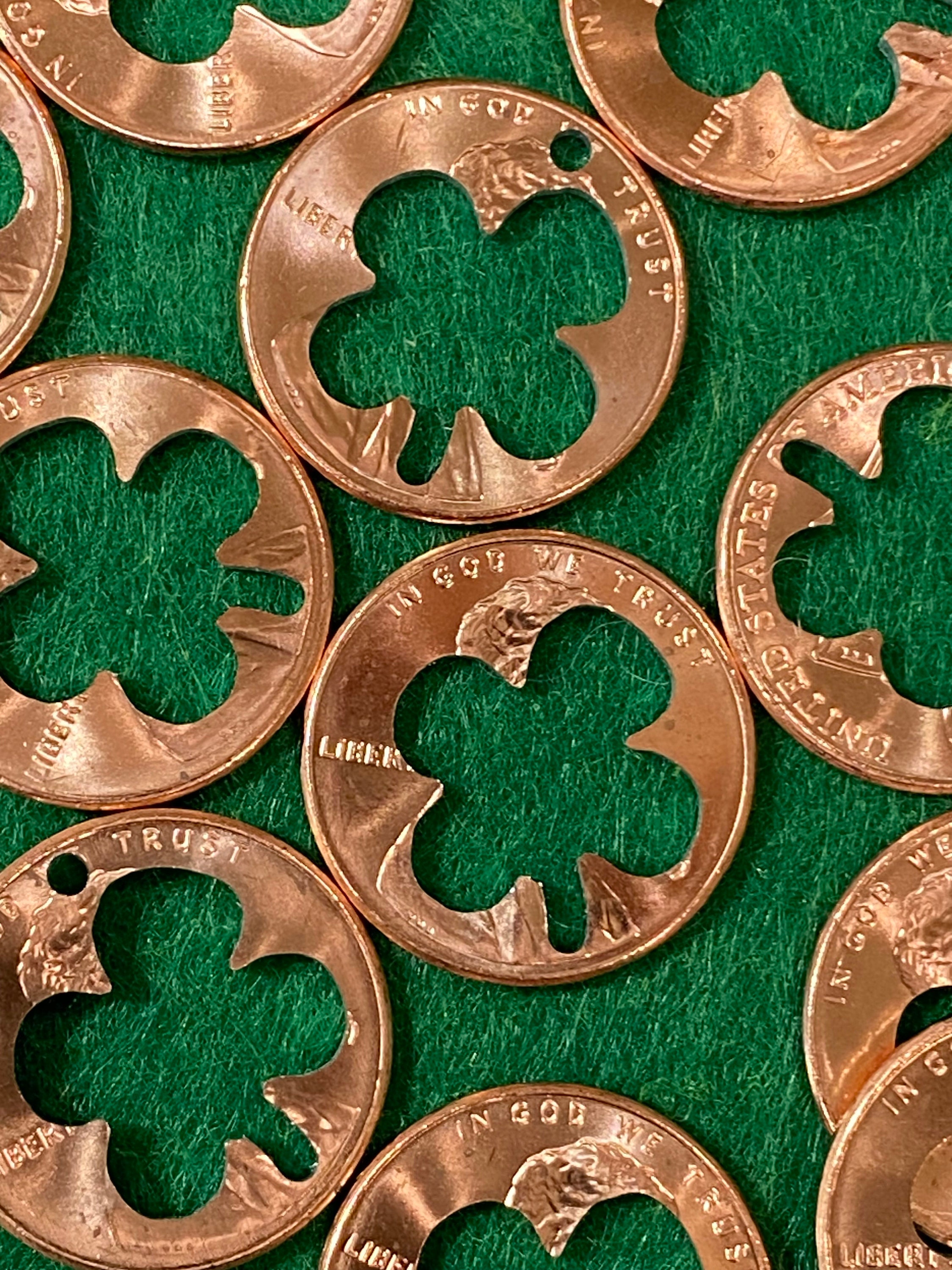 CHARITY Penny Cut Outs 50 Lucky Penny CLOVERS 4-LEAF With Year Cut Out ...