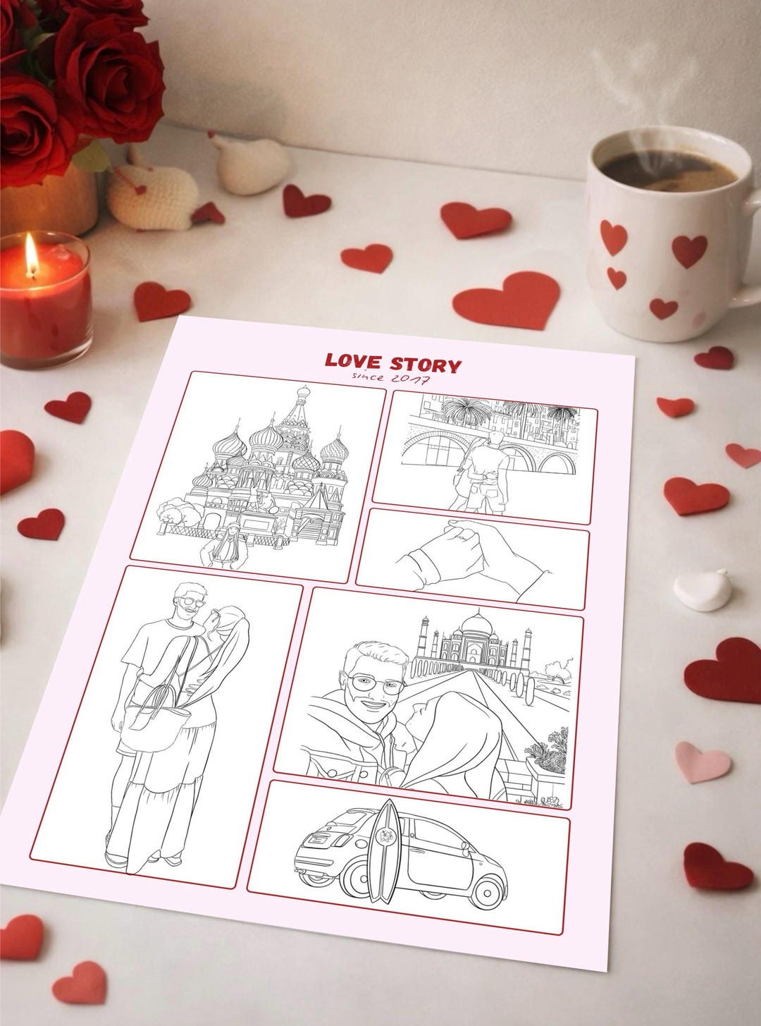 LOVE STORY - Personalized Line Art Couple Poster - Etsy