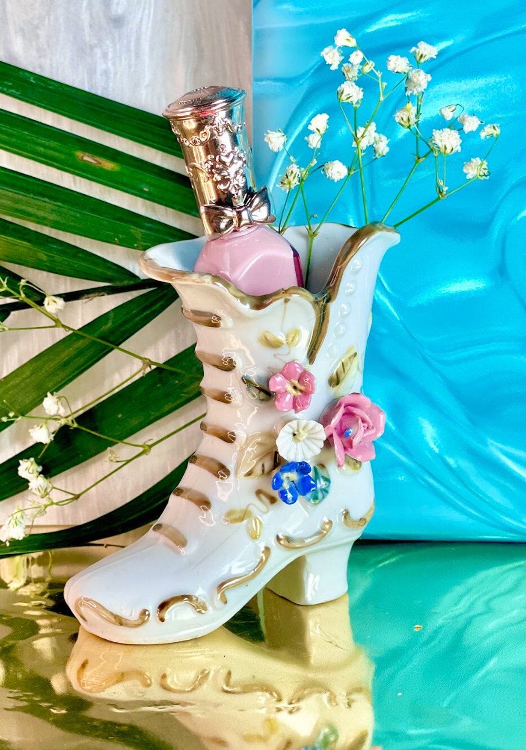 Floral Porcelain Boot Bud Vase - Etsy