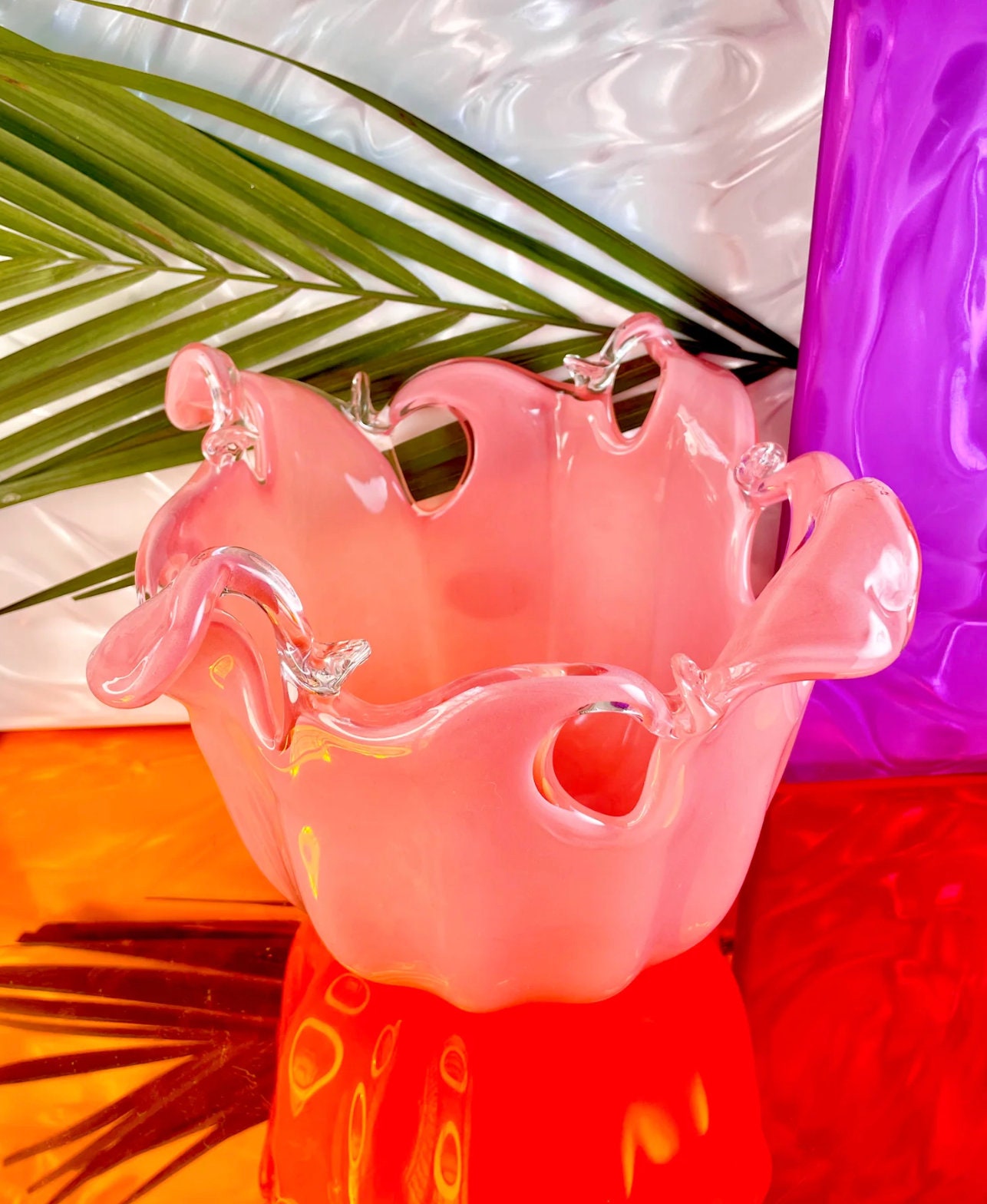 Pink Murano Glass Splash Bowl - Etsy