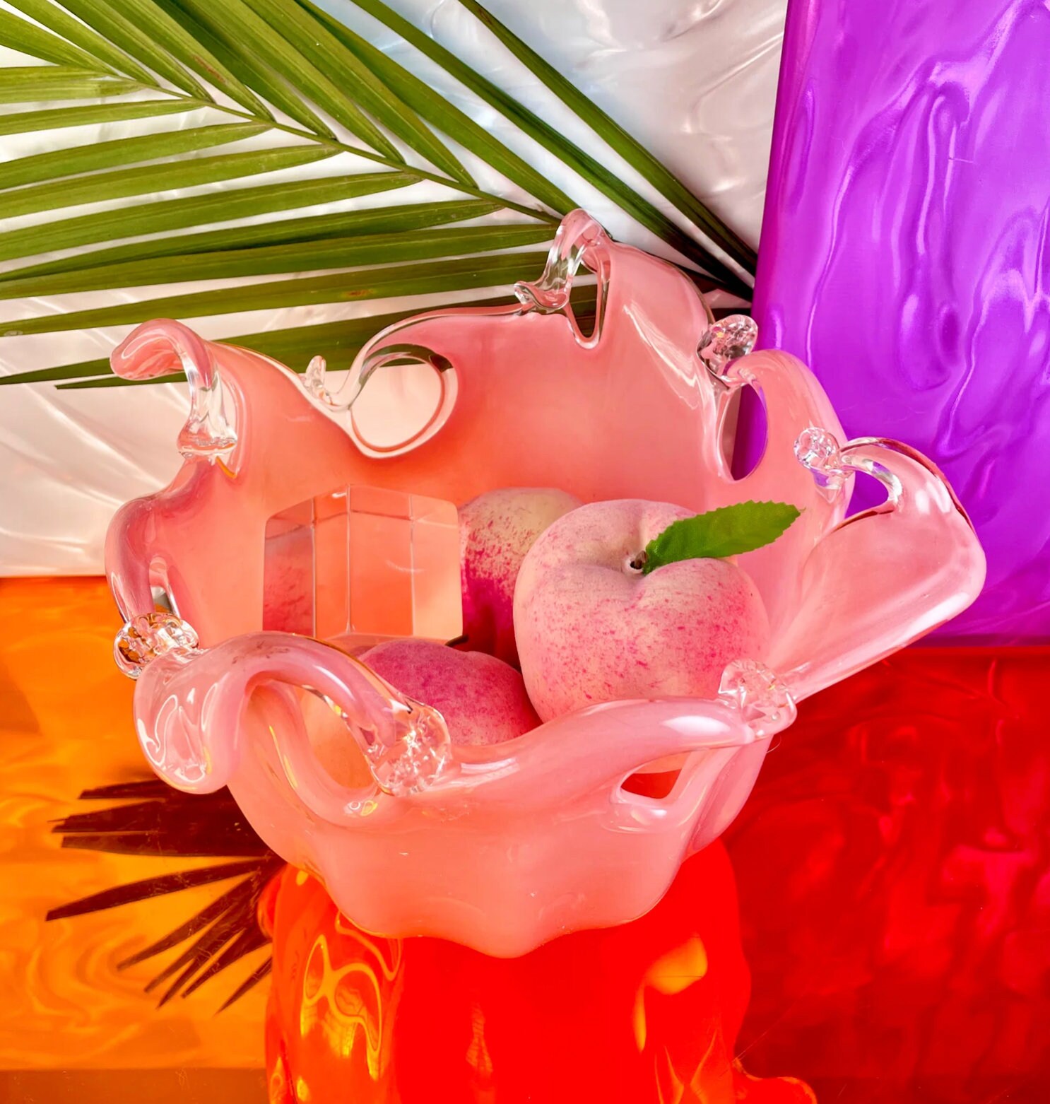 Pink Murano Glass Splash Bowl - Etsy