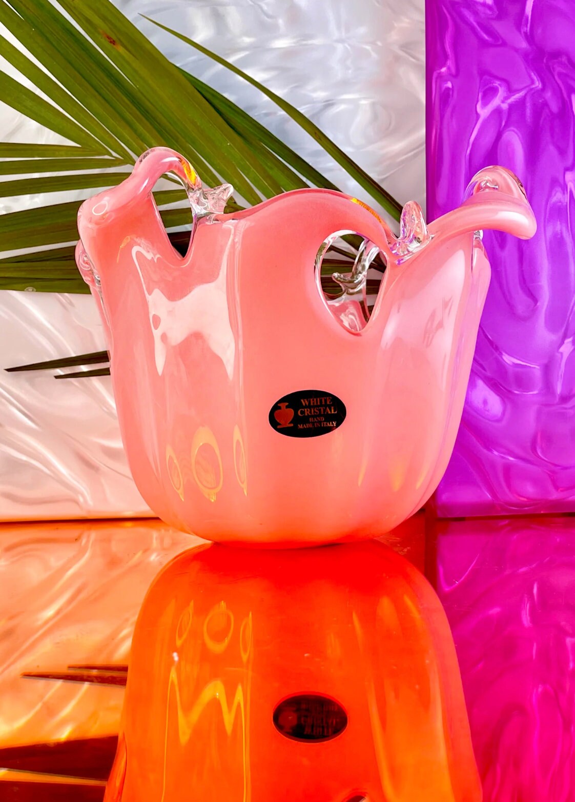 Pink Murano Glass Splash Bowl - Etsy
