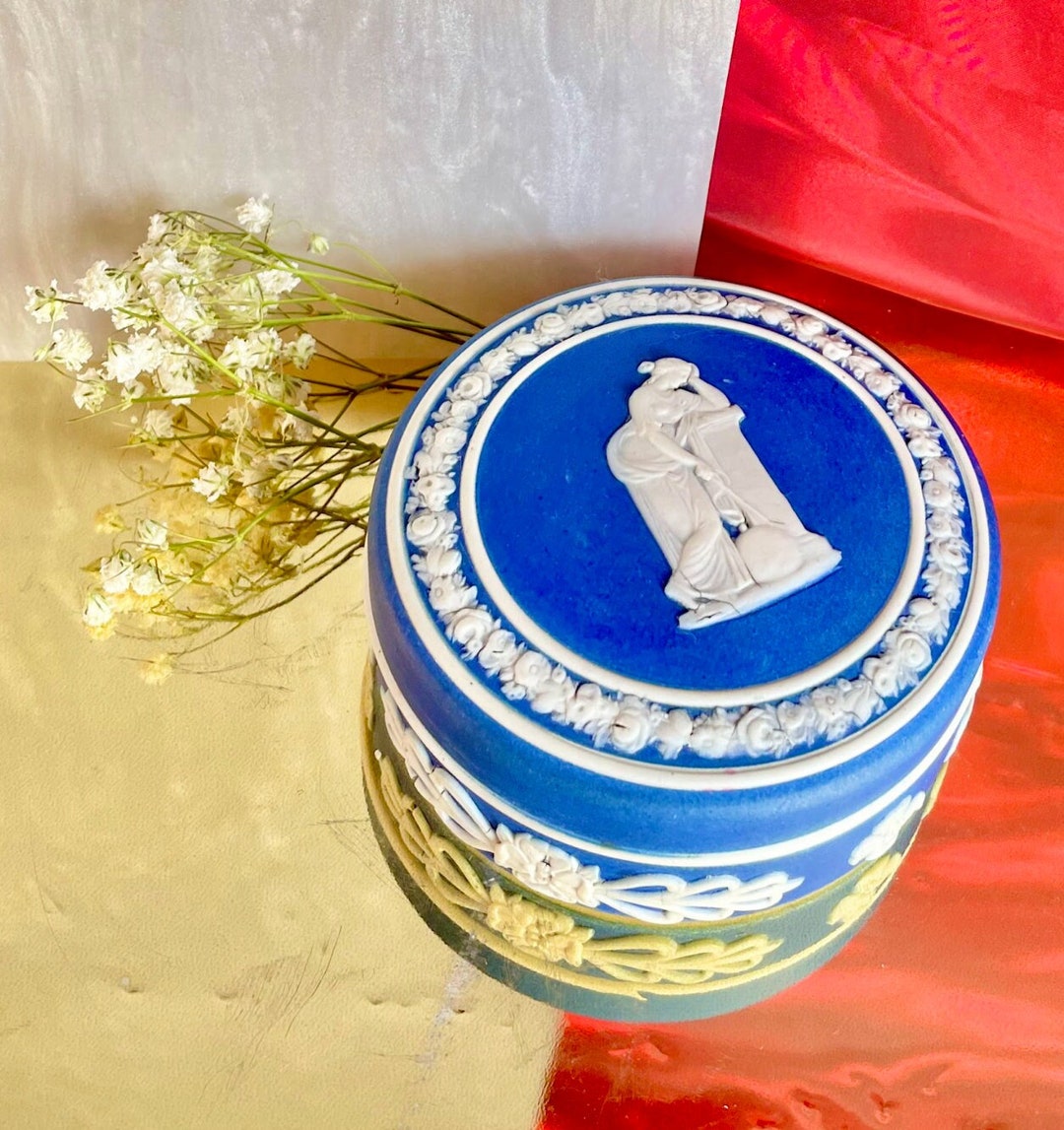 Blue Jasperware Powder Box - Etsy